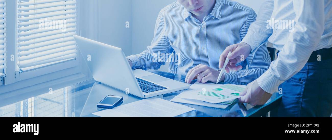 business team people working on marketing plan together in modern ...