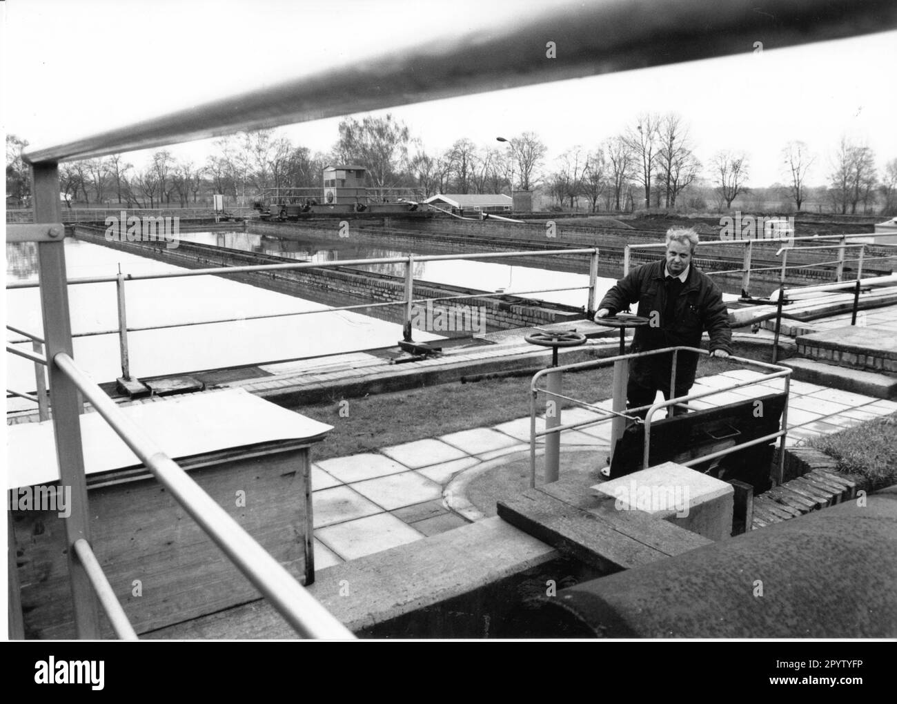 Sludge treatment plant Black and White Stock Photos & Images - Alamy