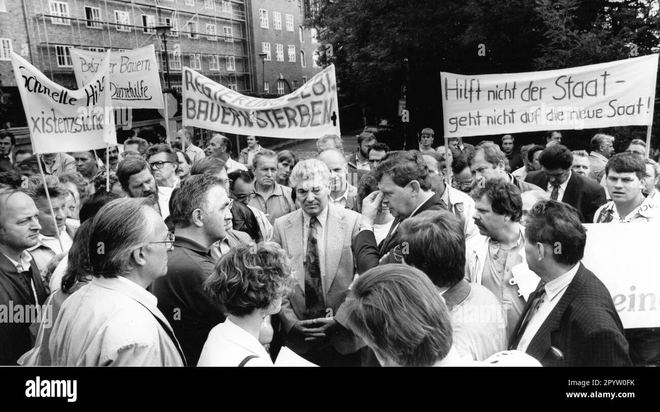 "Around 200 farmers demonstrated with placards and black flags for the ...