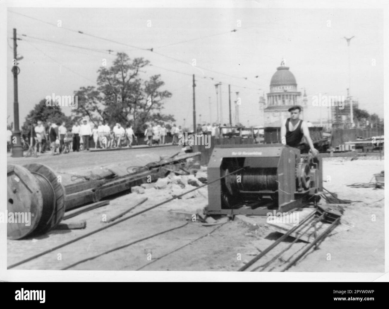 Construction work on the New Bridge(Lange Brücke) in Potsdam.GDR. Photo ...