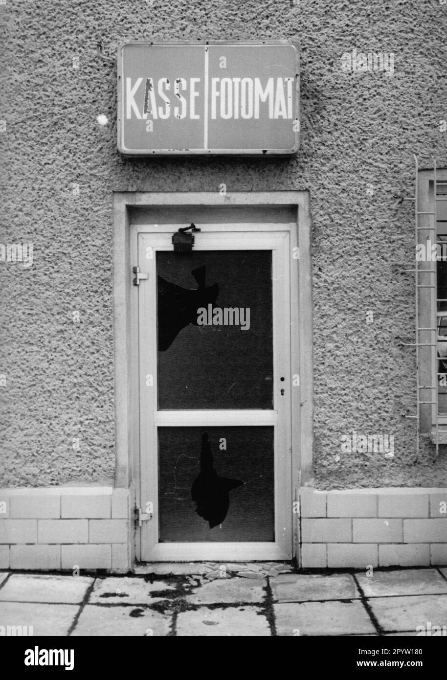 Deserted area and ruins at the former border checkpoint Dreilinden ...