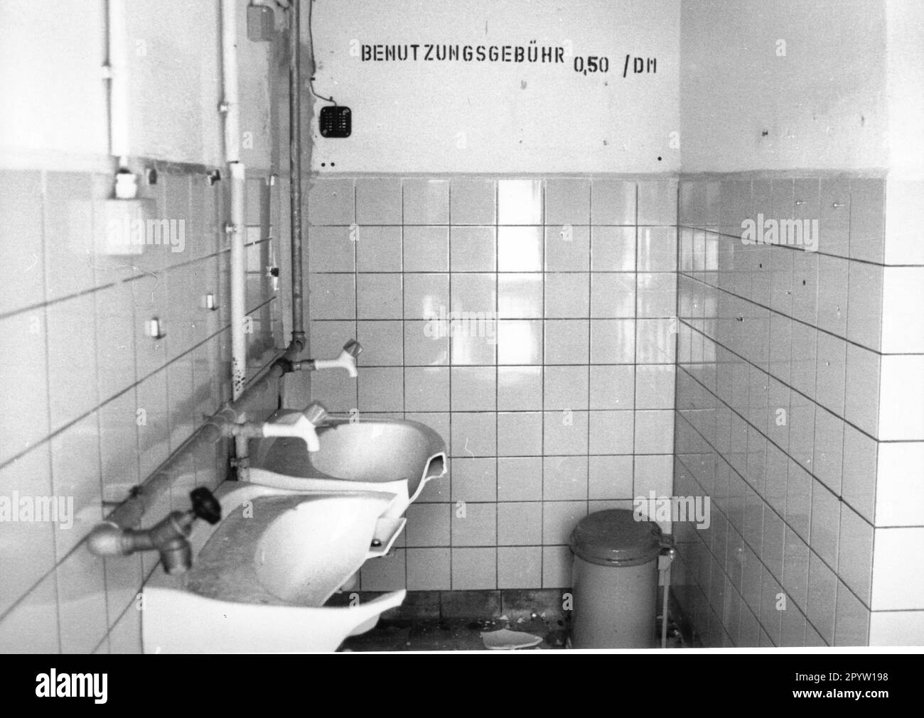 Deserted area and ruins at the former border checkpoint Dreilinden ...