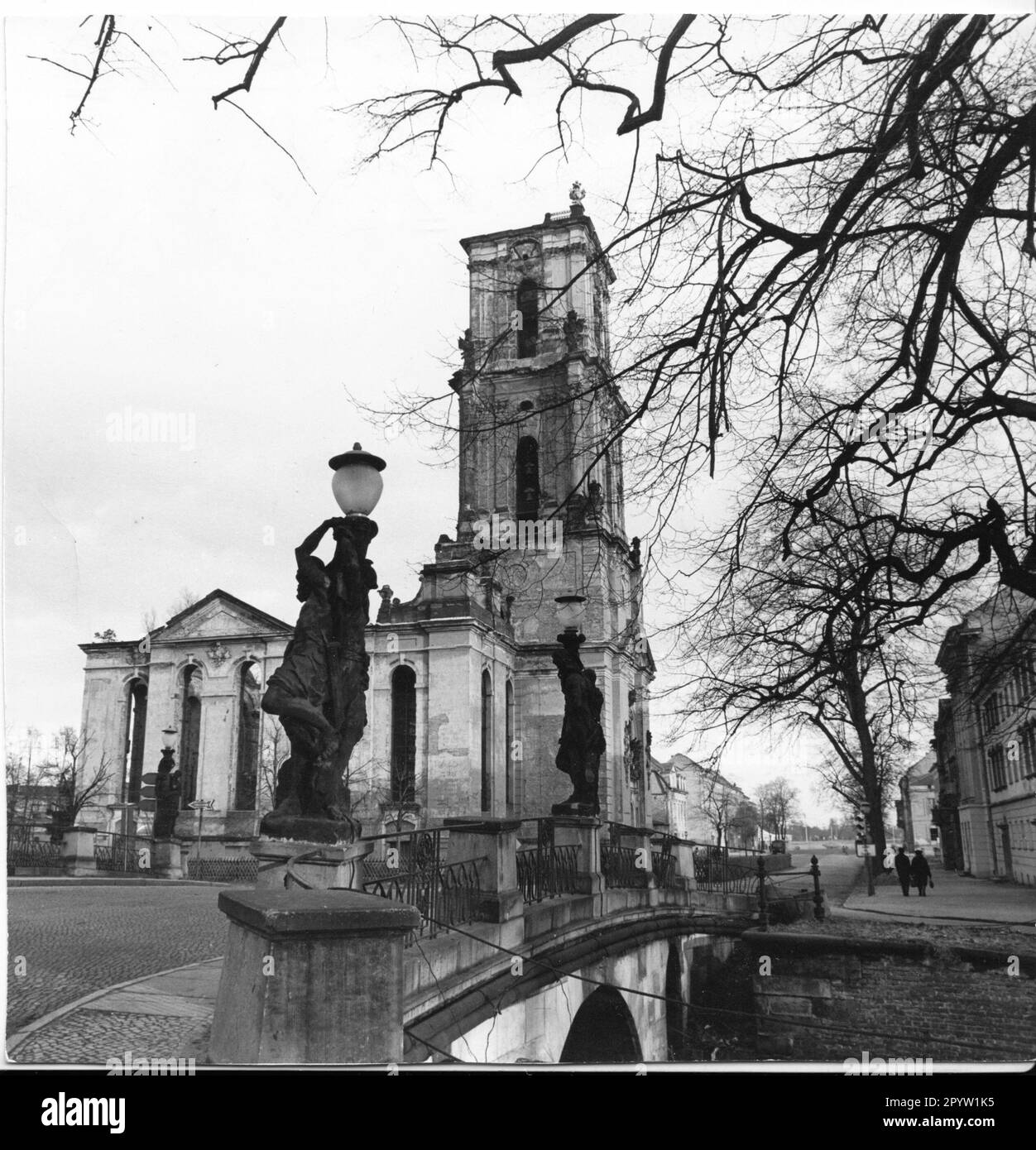 Potsdam Garrison Church with nave and tower burnt out and lantern ...