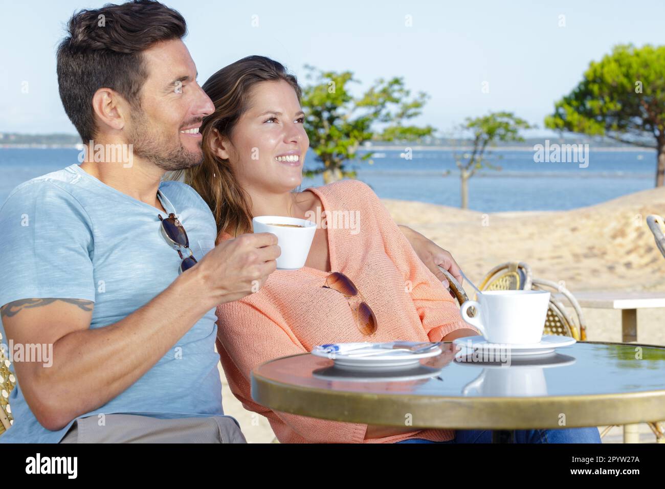 having a coffee bar near the beach Stock Photo - Alamy