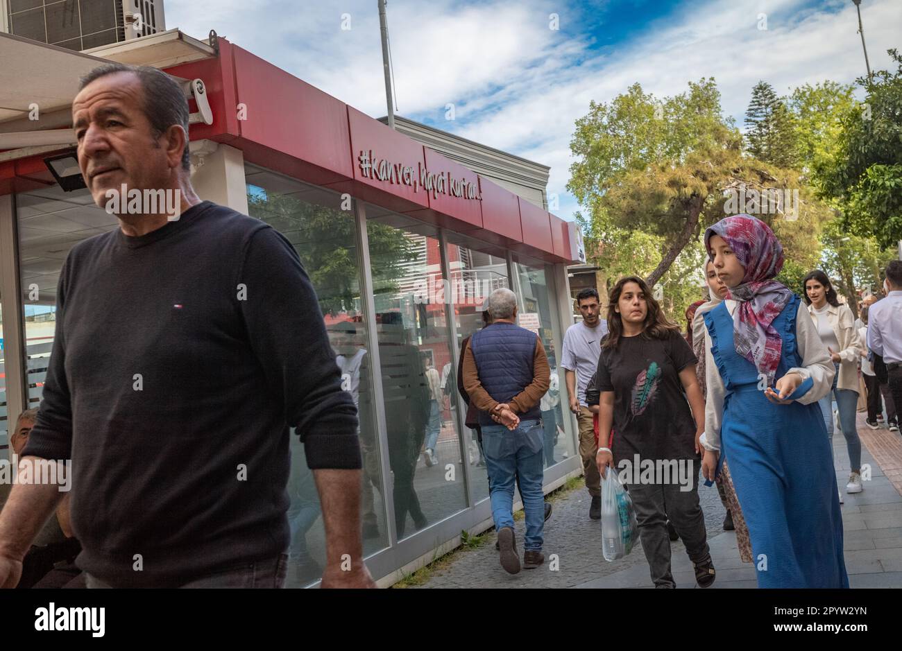 In the heart of the city of Antalya, Turkey, a bustling shopping street ...