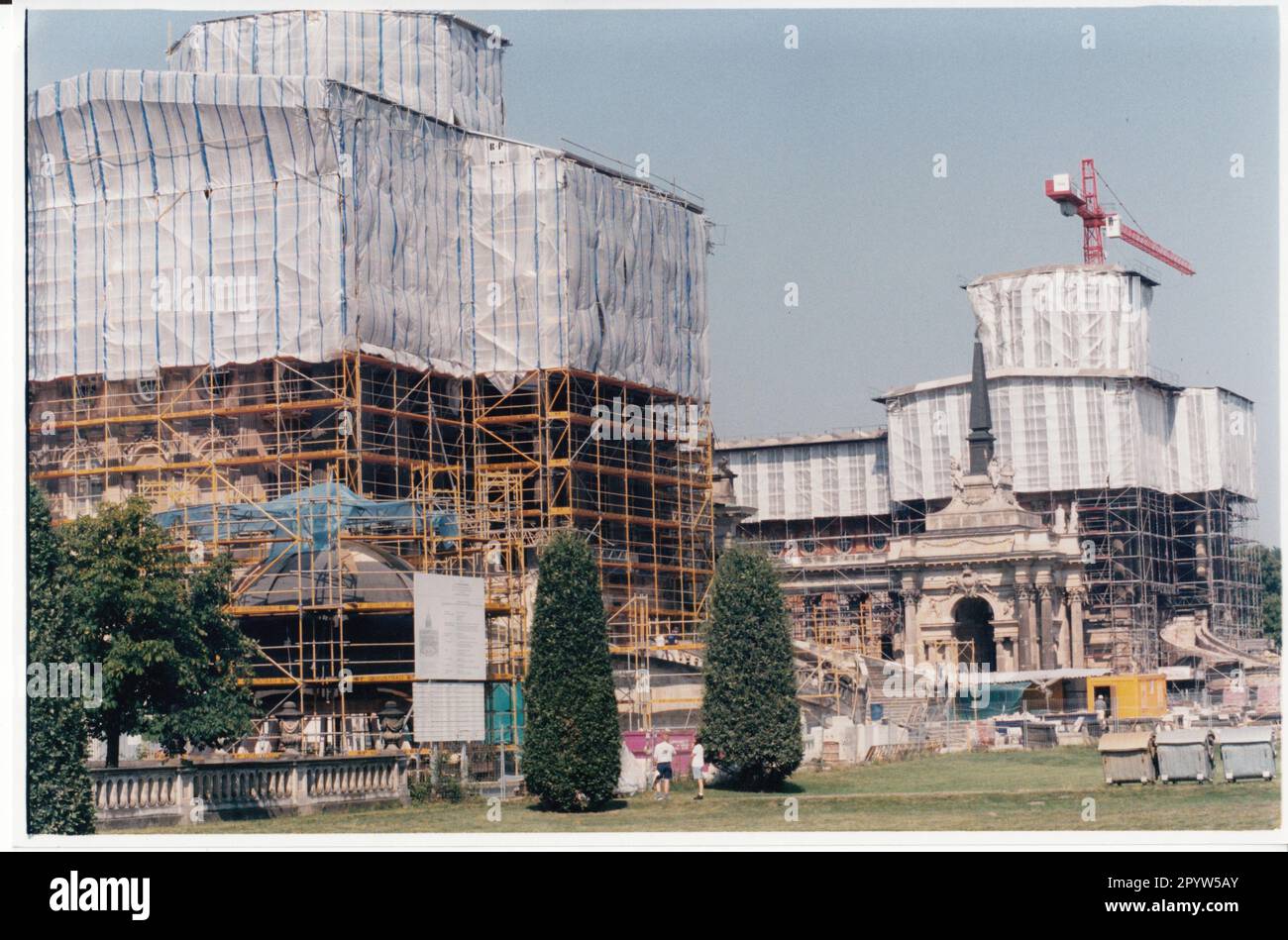 Scaffolded and Shrouded Communs at the New Palace in Sanssouci Park ...