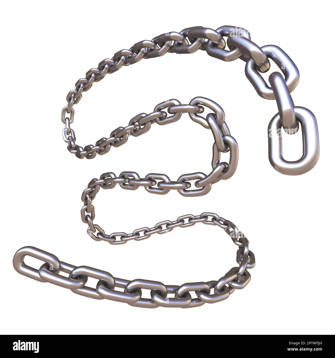 Metal Chain Curved 3d Rendering Illustration Isolated On White