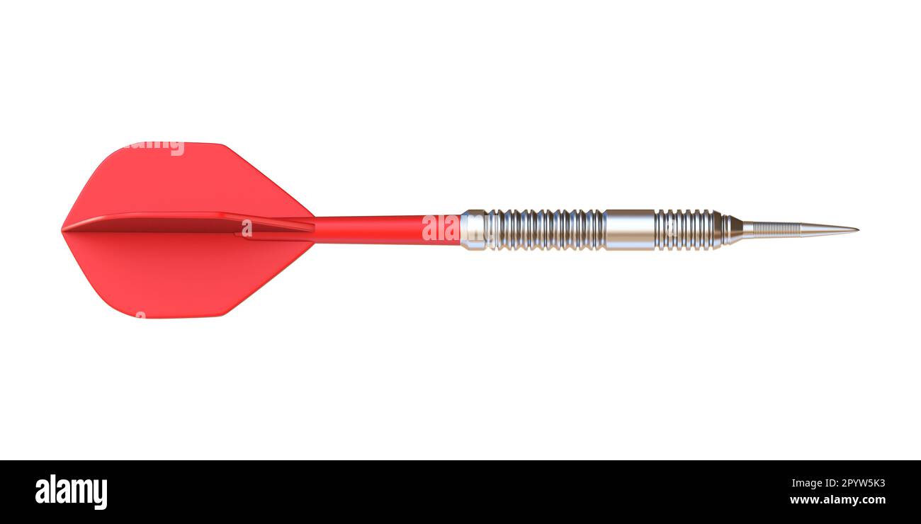 Single red dart 3D rendering illustration isolated on white background ...