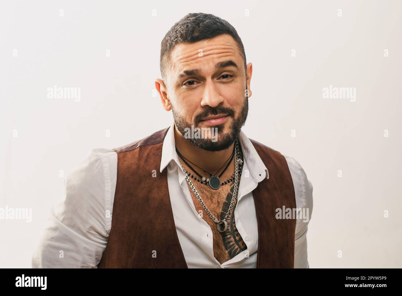 Surprised young guy. Shy face of man. Male face expression feels shy ...