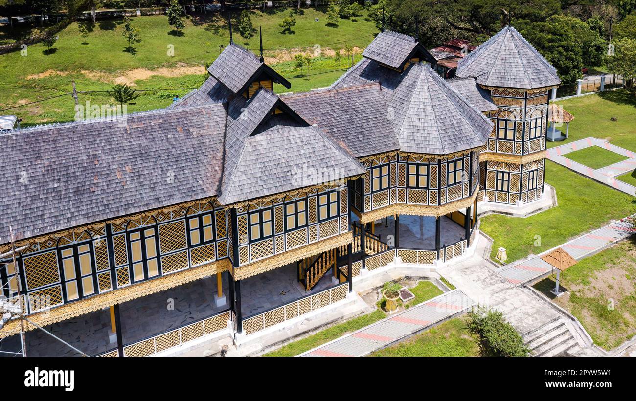 Aerial view of The Royal Museum palace in royal town Kuala Kangsar is a ...