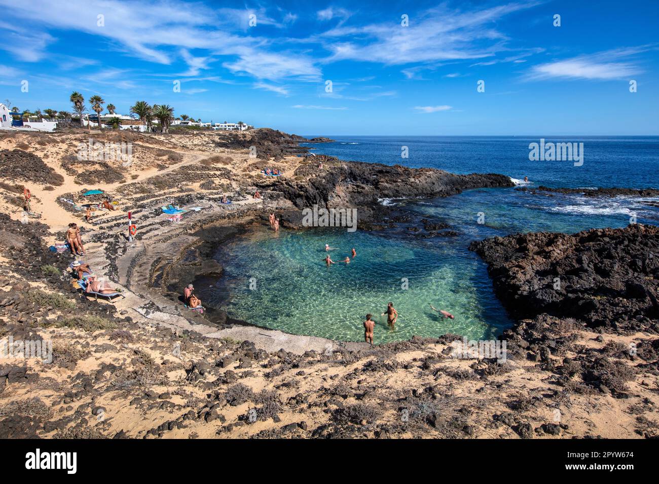 Spain, Canary Islands, Lanzarote island, Charco del Palo. Natural ...
