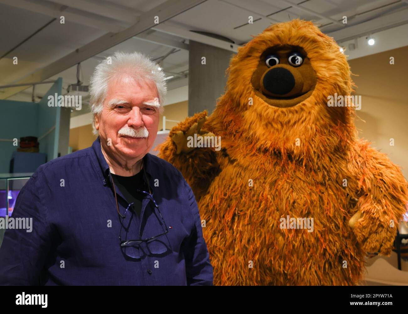 Hamburg, Germany. 05th May, 2023. Puppet maker Peter Röders stands next ...