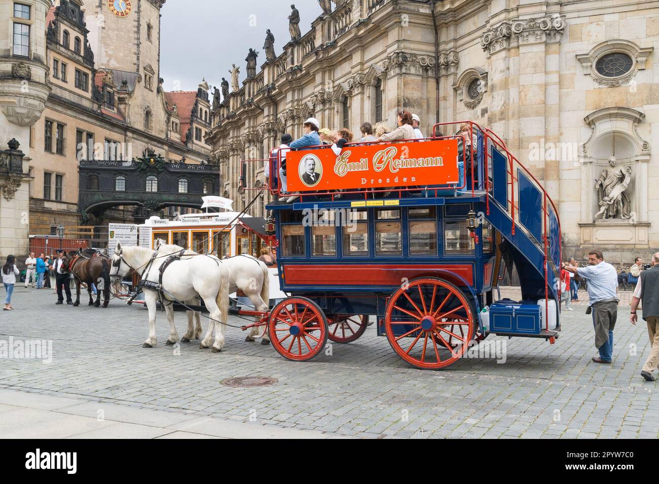 horse drawn bus Dresden, Germany, in 2007 Stock Photo - Alamy