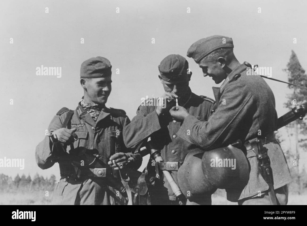 Soldier Lighting Cigarette