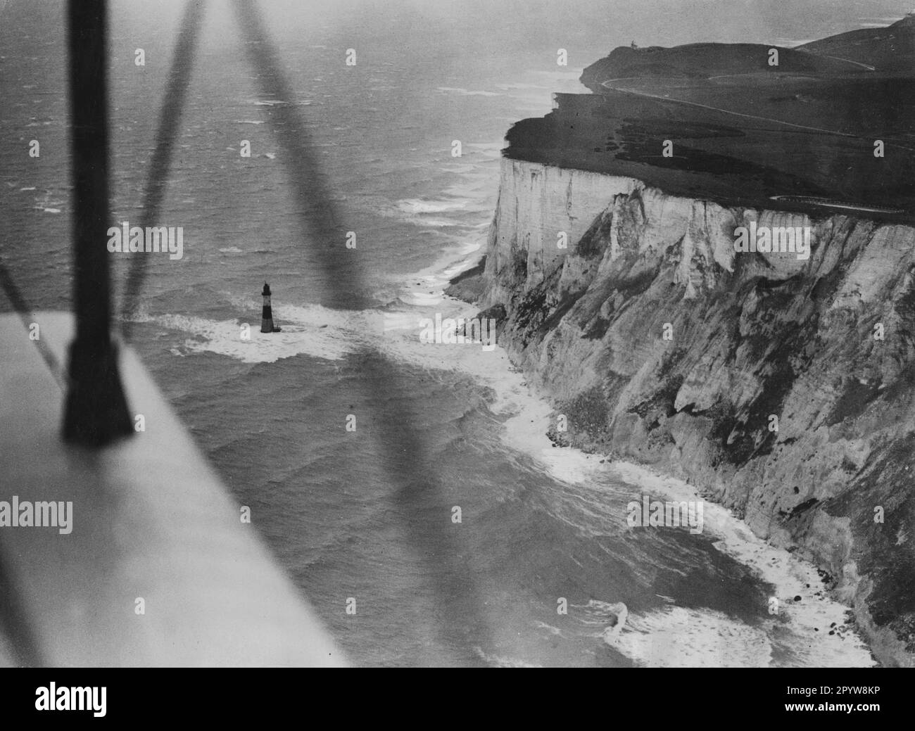 A German aircraft photographs limestone cliffs near Dover on the south ...