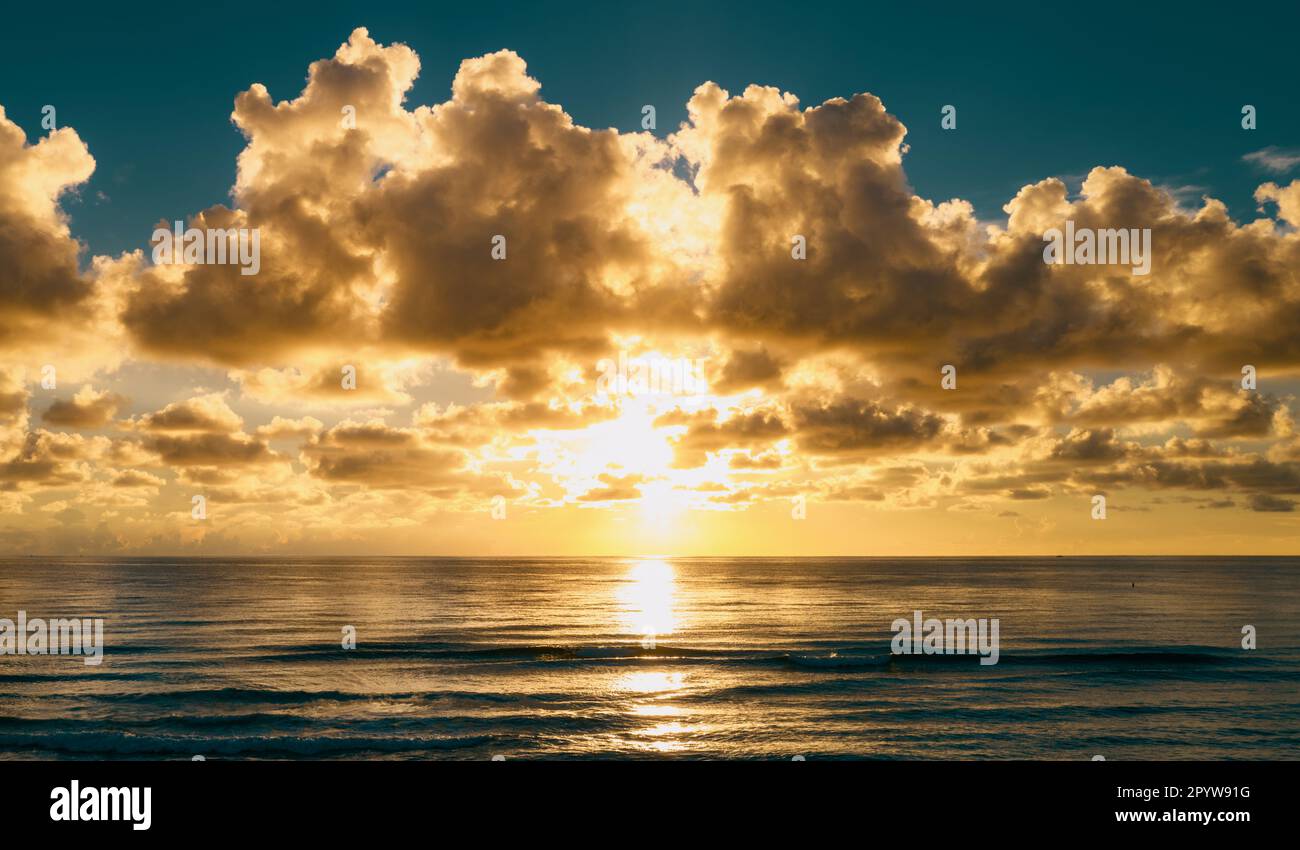 Sunset on sea background. Nature wallpaper with summer sea. Water sea ...