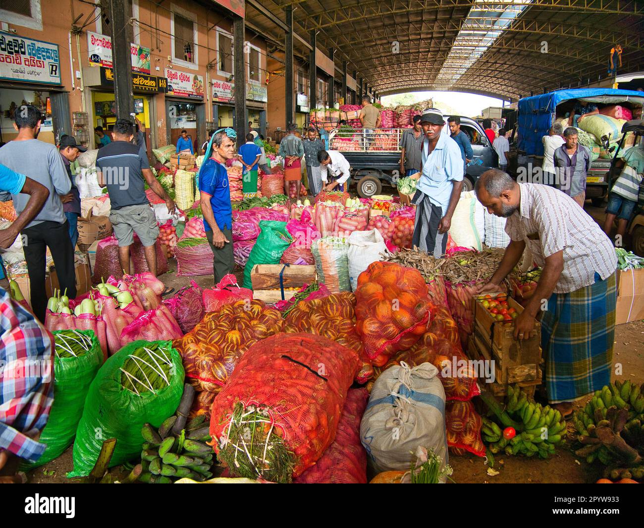 Fruit and vegetables being traded at the Dambulla Economic Centre - the ...