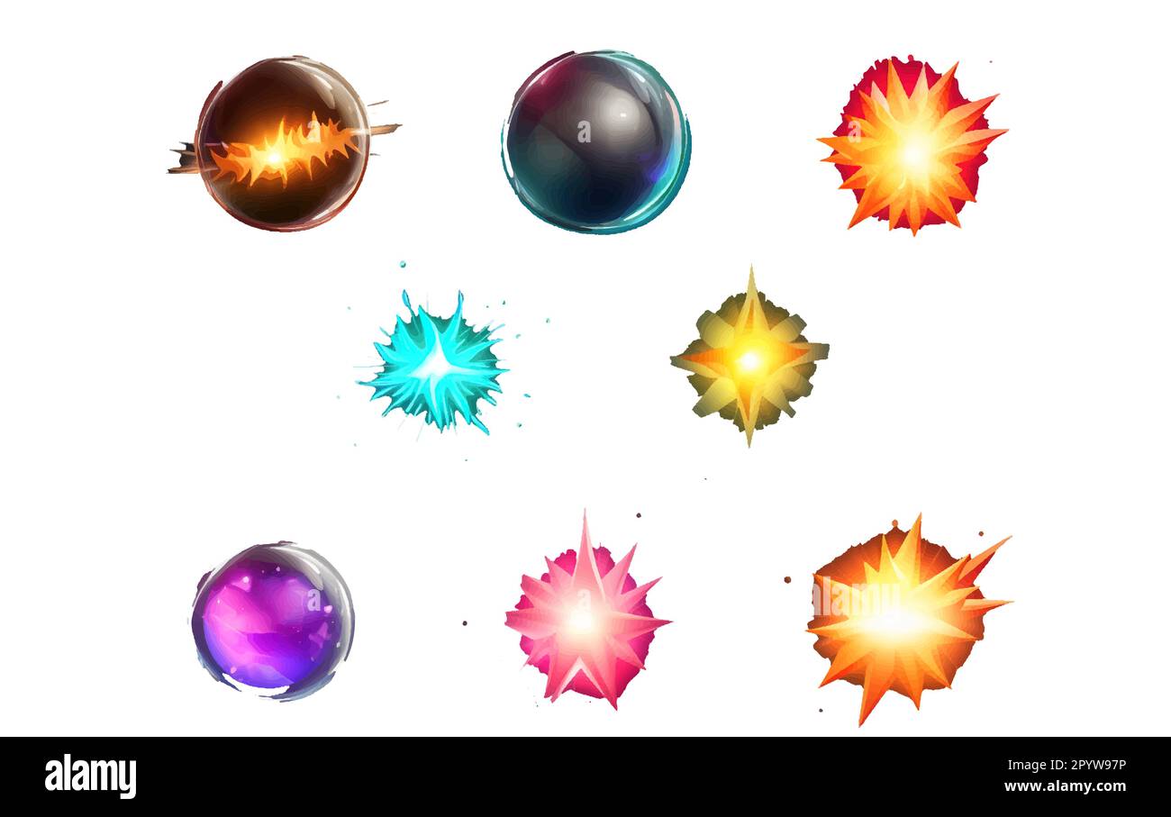 ui set vector illustration of abstract shape particle with fire glowing ...