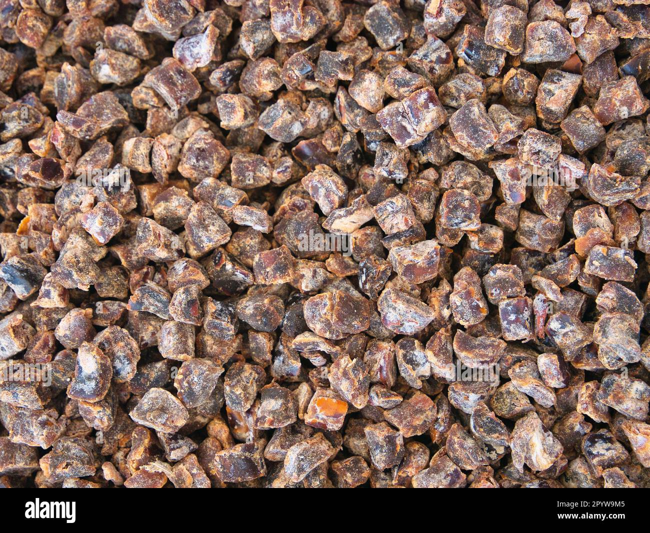 Stoned, chopped, dried dates lightly coated with rice flour to prevent ...