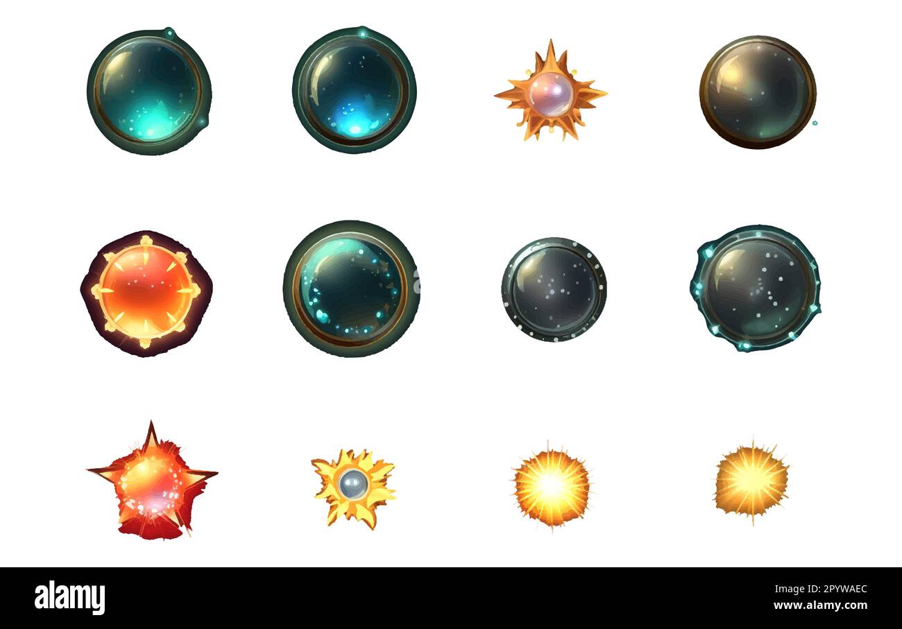 ui set vector illustration of abstract shape particle with fire glowing ...