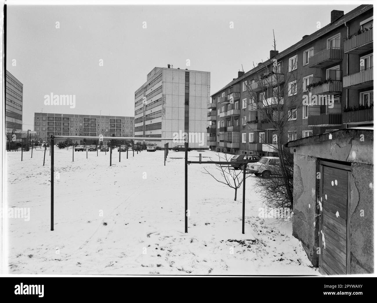Housing estate with residential buildings, among others prefabricated ...