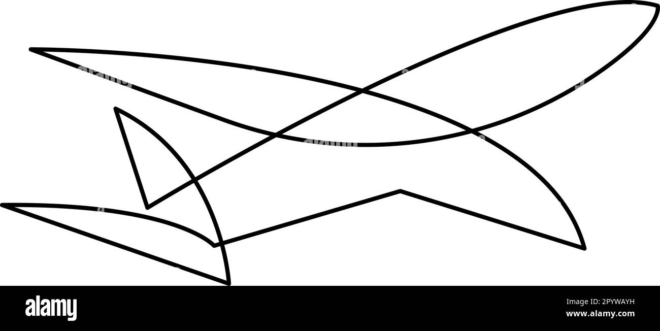 Airplane continuous one line drawing. Minimalism art. Single line plane ...