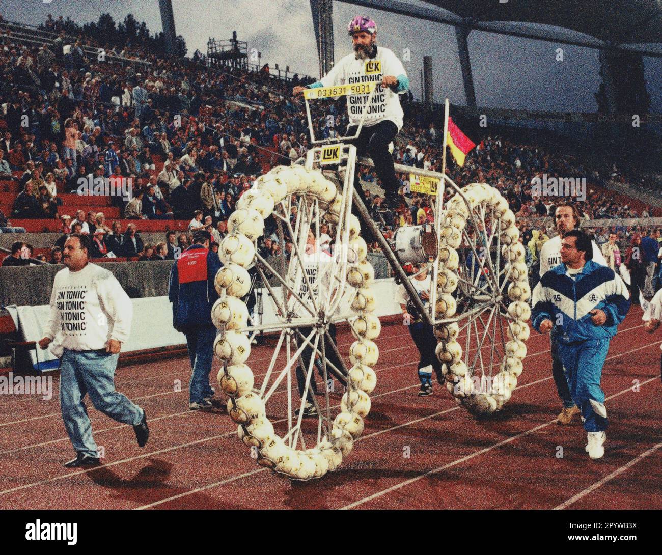 Bicycle designer Didi Senft with a soccer bike at the Gottlieb Daimler ...