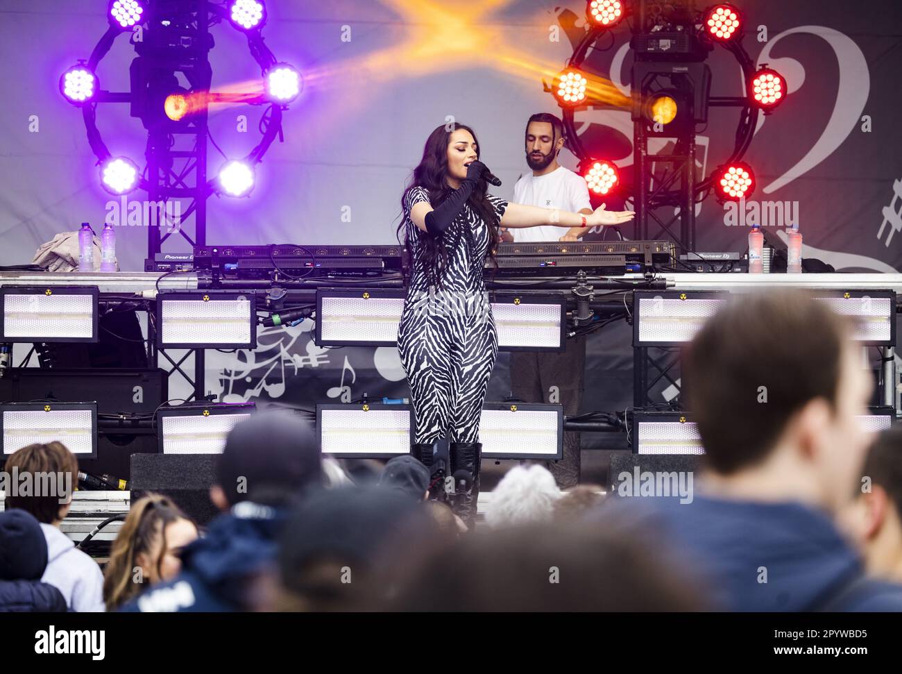 THE HAGUE - 05/05/2023, Singer Madina during the Liberation Festival on ...