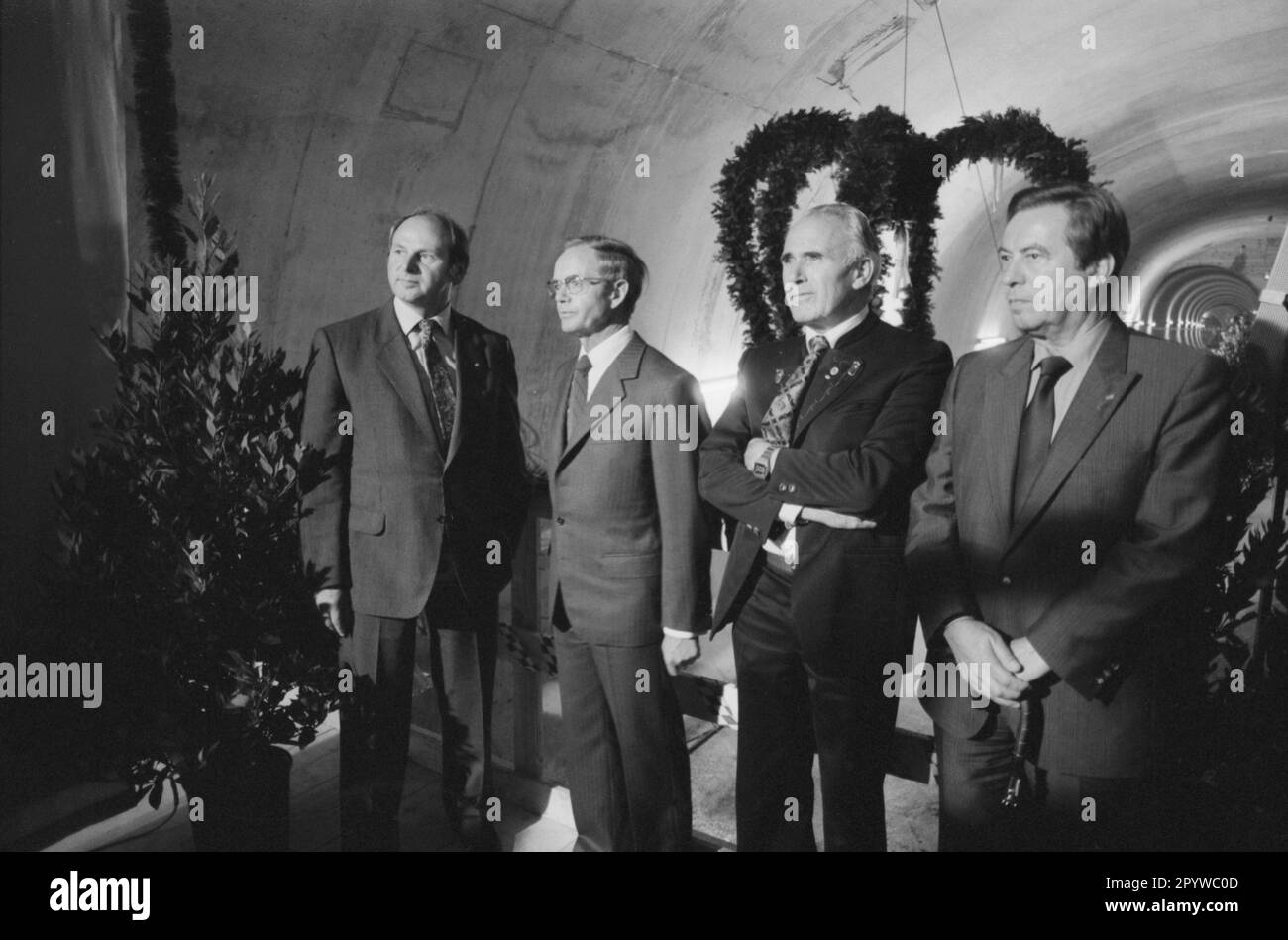 At the topping-out ceremony of the Karlsplatz subway station. On the ...