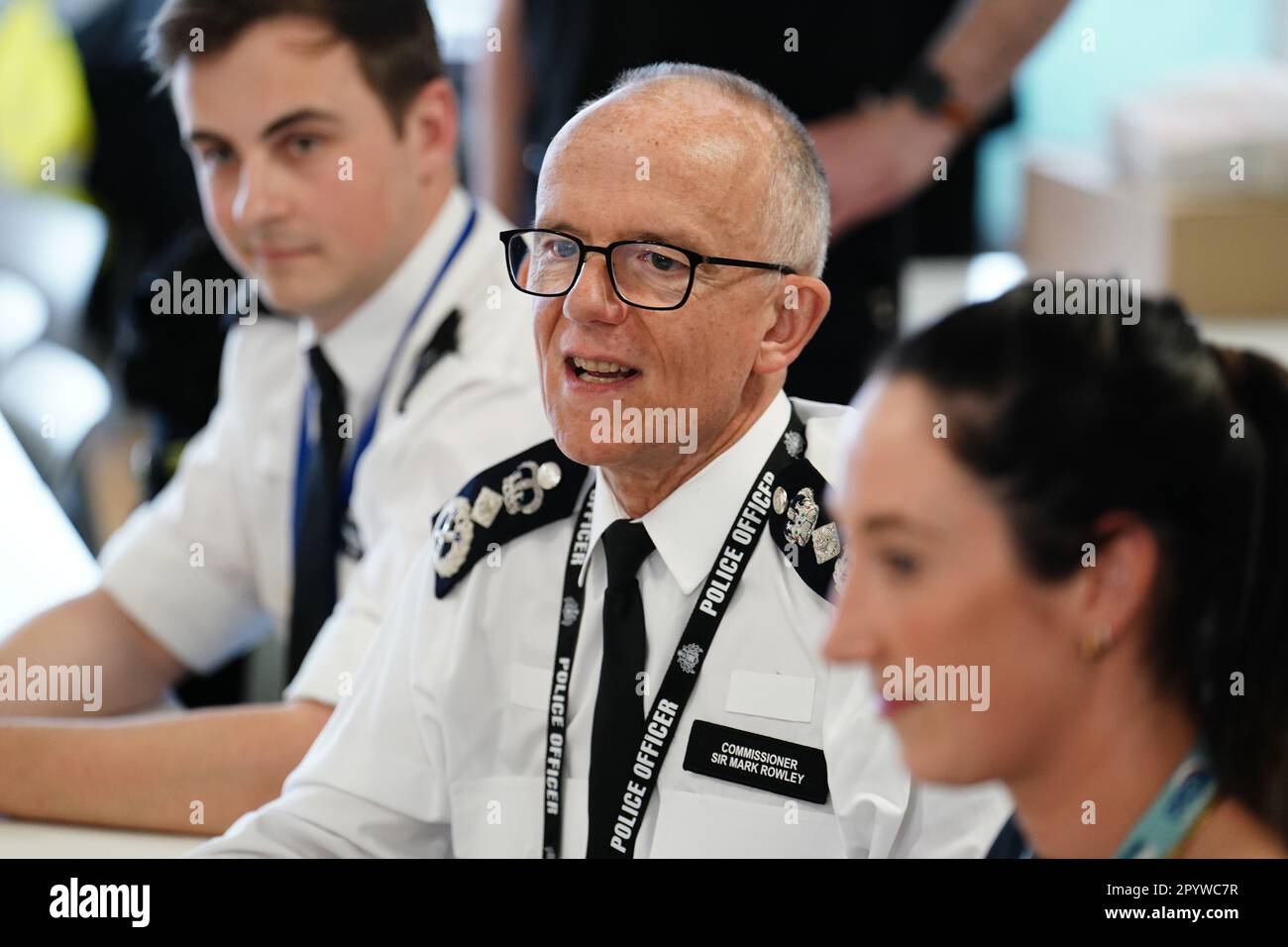 Metropolitan Police Commissioner Sir Mark Rowley, during a visit by ...