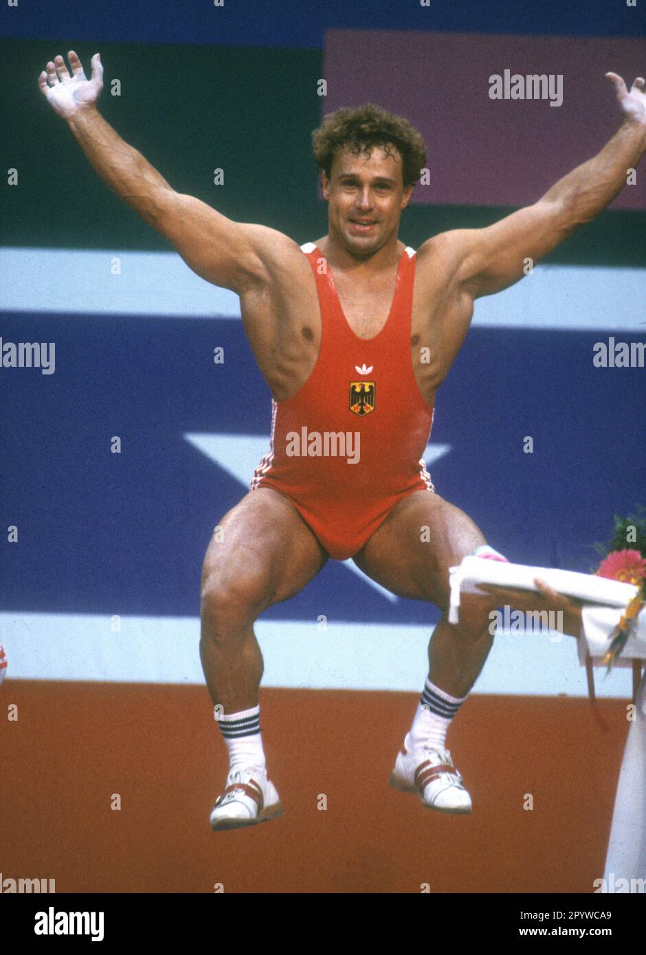 Olympic Games 1984 in Los Angeles.weightlifting: Middleweight: Karl ...