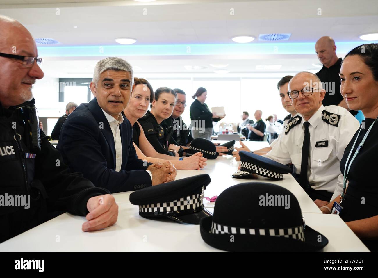 Mayor of London Sadiq Khan (2nd from left) and Metropolitan Police ...
