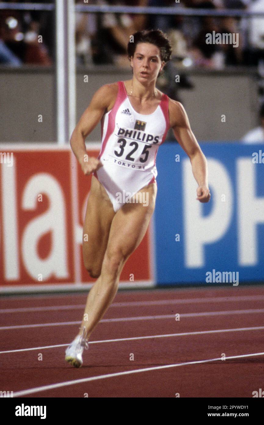 World Athletics Championships 1991 in Tokyo. 400m women: Grit Breuer (Deut.). 27.08.1991 ...