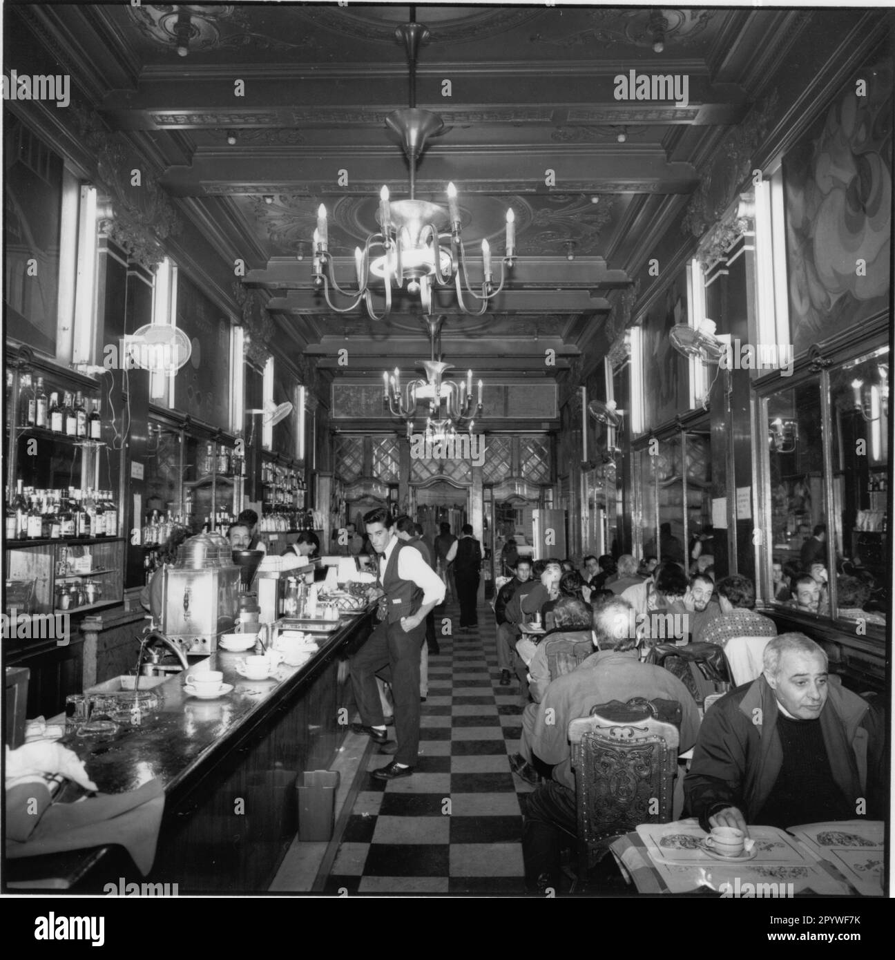 Gastronomy: bar, literature café. Guests in the café “Café A Brasileira ...