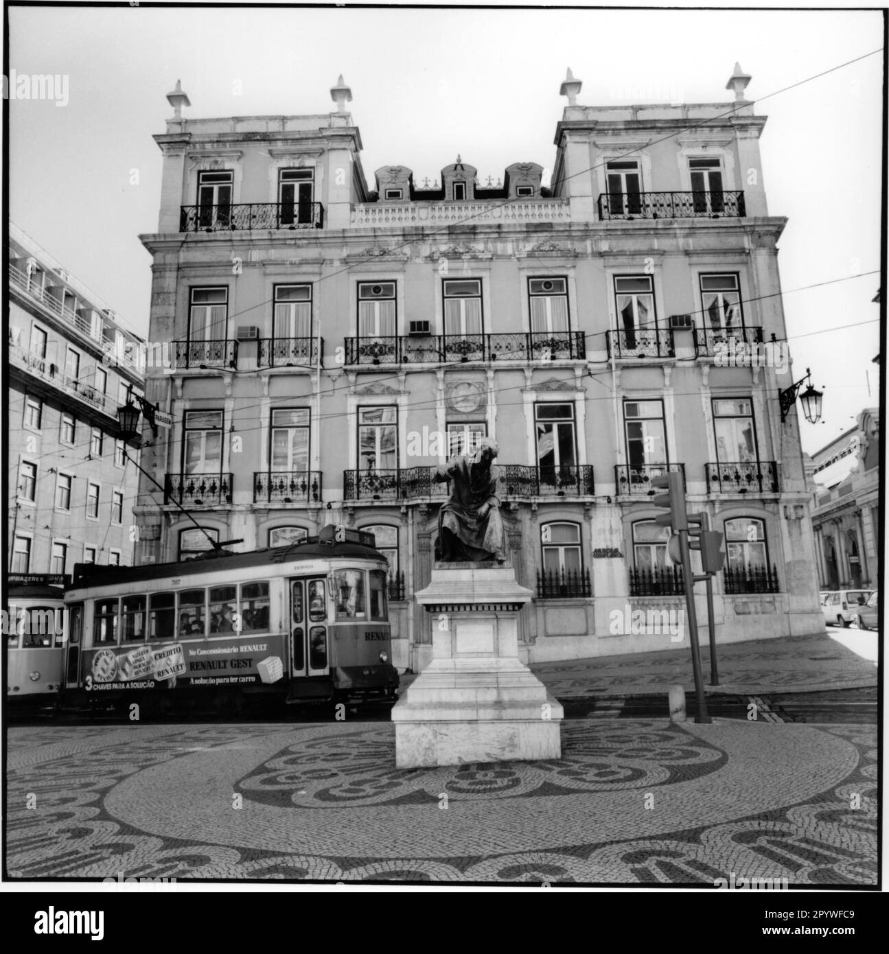 Lisbon (Portugal). Statue of the poet António Ribeiro on Largo Chiado ...