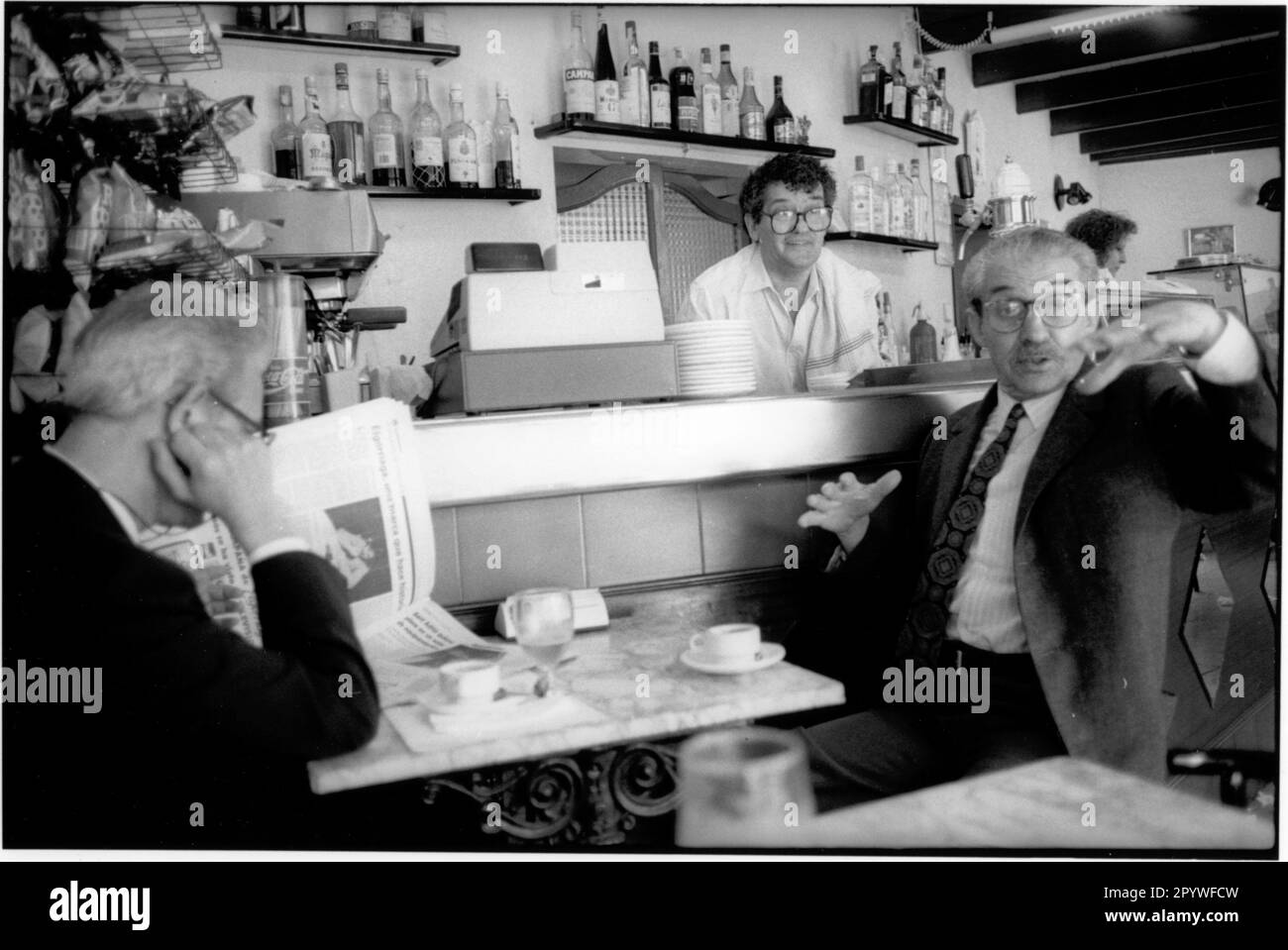 Gastronomy: bar. Men in the bar in Barcelona (Catalonia, Spain ...