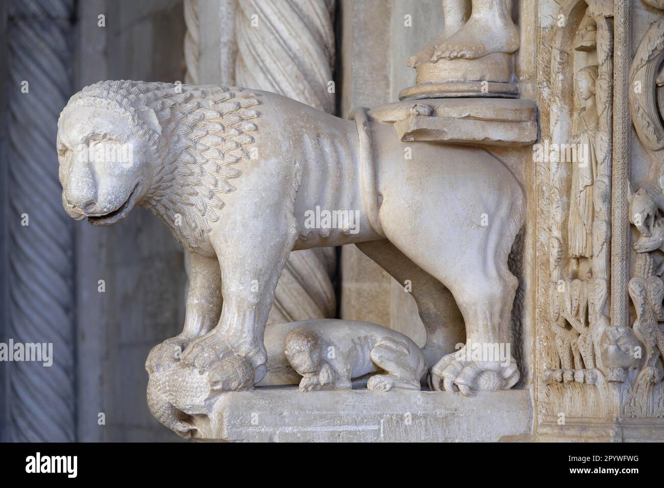 Lion, Portal, Sveti Lovre Cathedral, Trg Ivana Pavla II, Trogir in ...