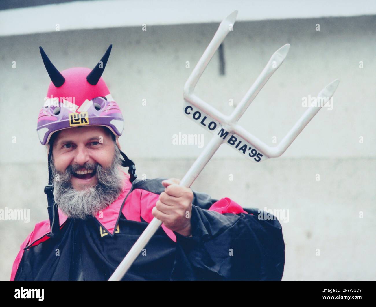 The Tour Devil Dieter (Didi) Senft with costume and trident at the road ...