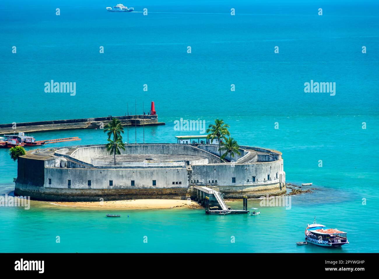 Ancient and historic fortress surrounded by the clear waters of the ...