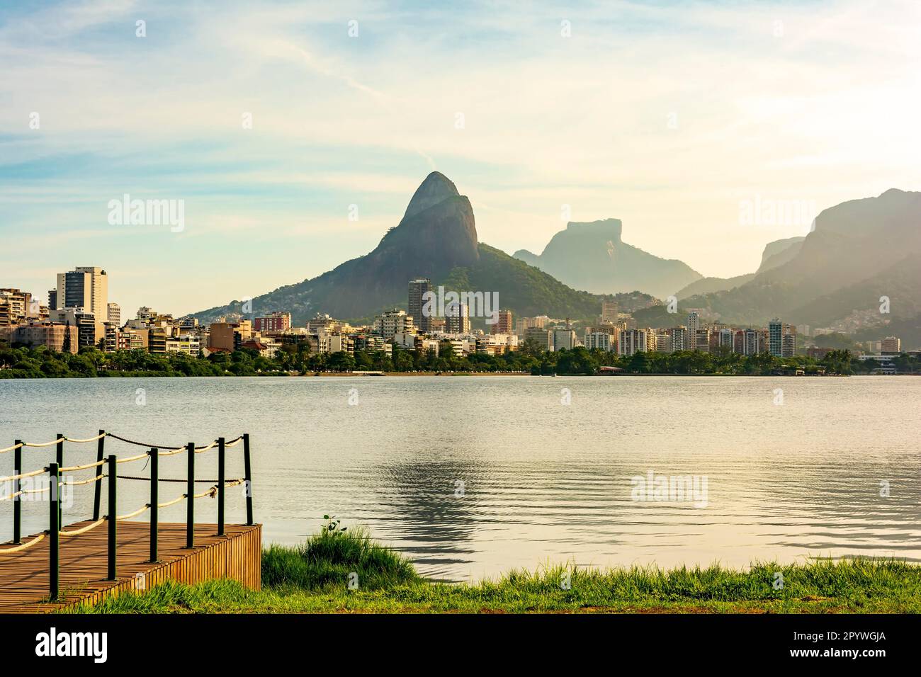 Late afternoon at Rodrigo de Freitas lagoon in Rio de Janeiro with ...
