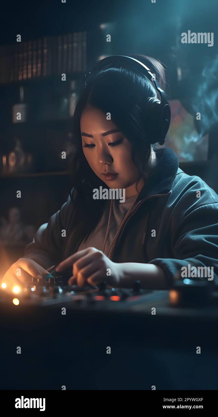 Asian Female DJ in action Stock Photo - Alamy