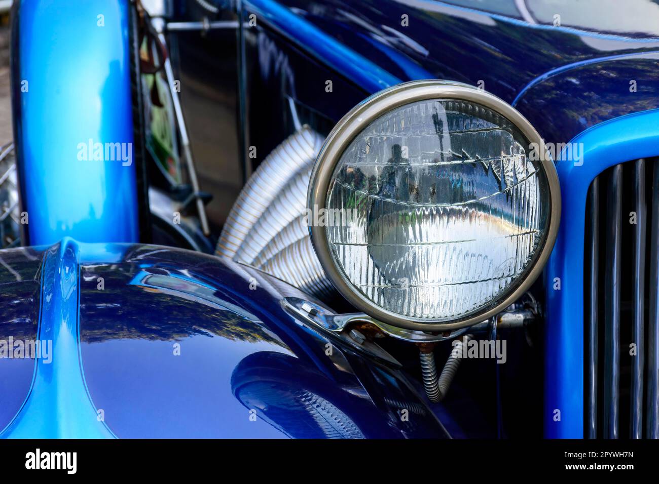 Detail of antique blue car in perfect condition, Brasil Stock Photo - Alamy