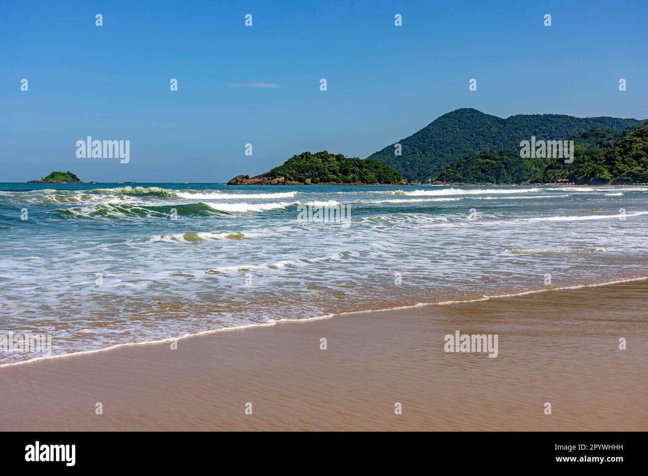 Paradise tropical beach with clean and calm waters surrounded by ...