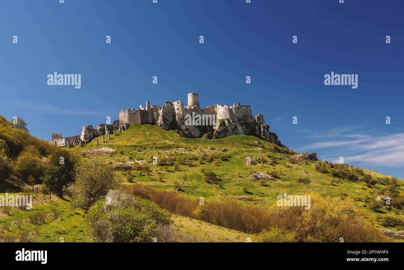 Old medieval castle on the green hill Stock Photo - Alamy