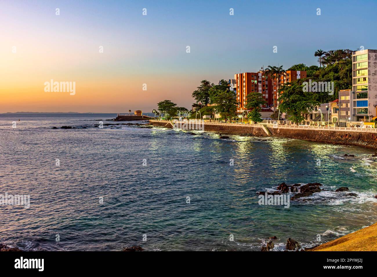 Seafront in the tourist region of the city of Salvador in Bahia during ...
