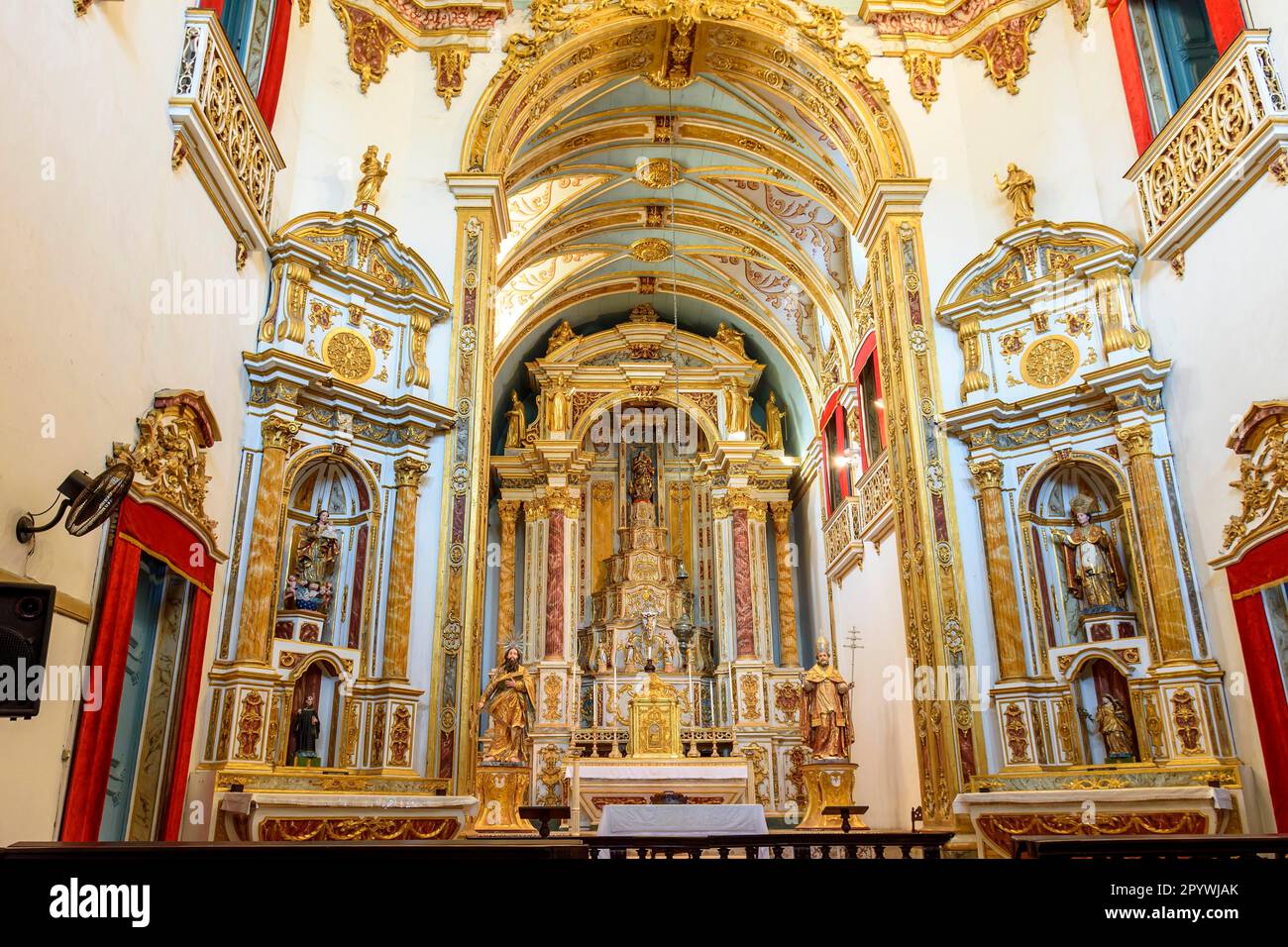 Golden altar of the church of Sao Pedro dos Clerigos created in the ...