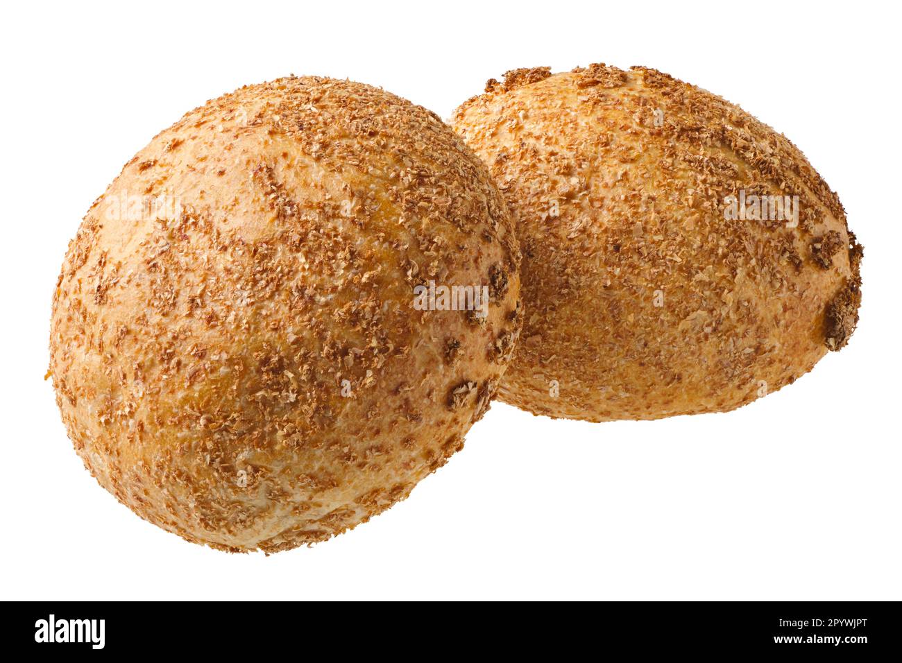 Traditional homemade round bran wheat bread, isolated on white ...