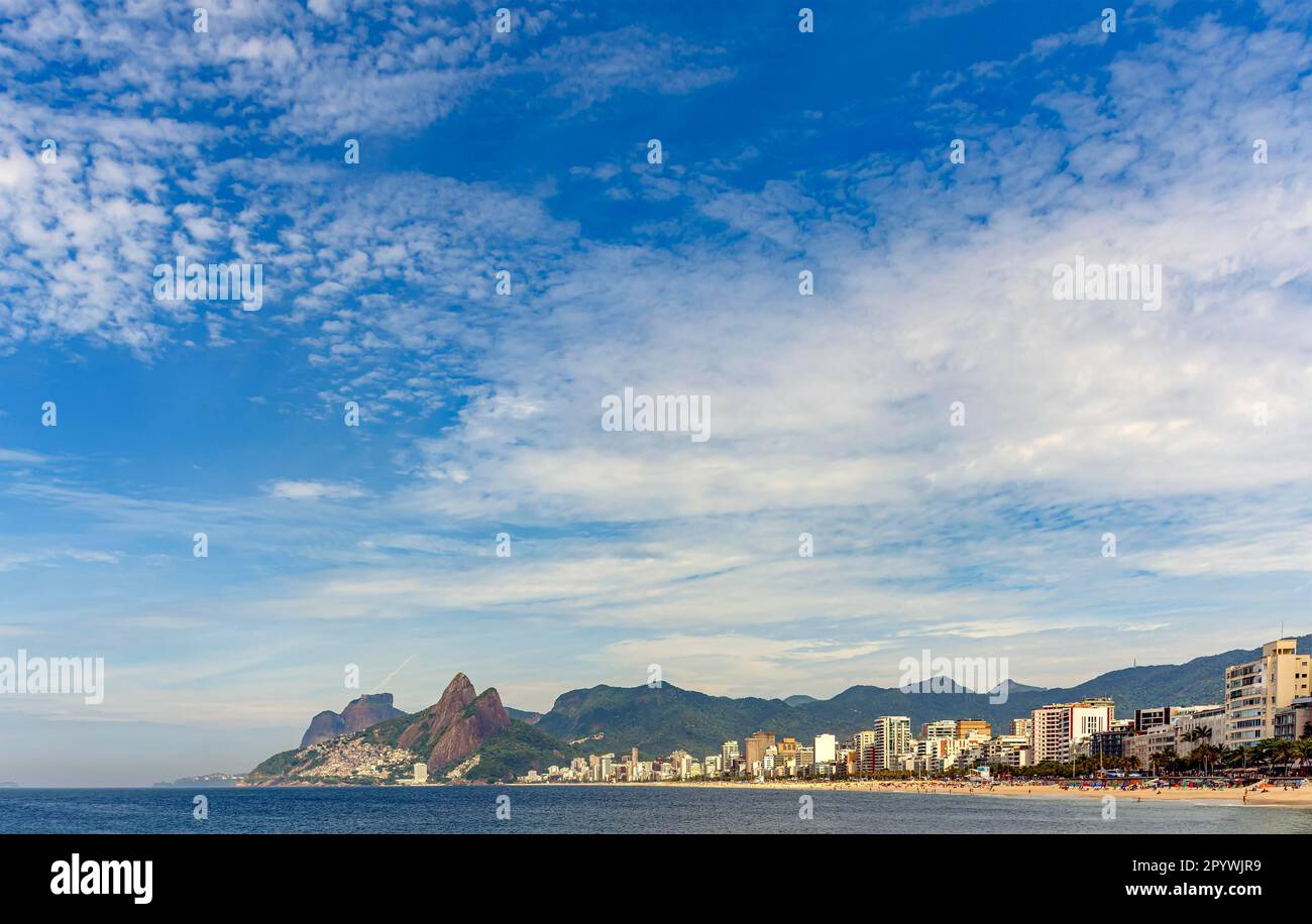 Panoramic view of the beaches of Ipanema and Leblon in Rio de Janeiro ...