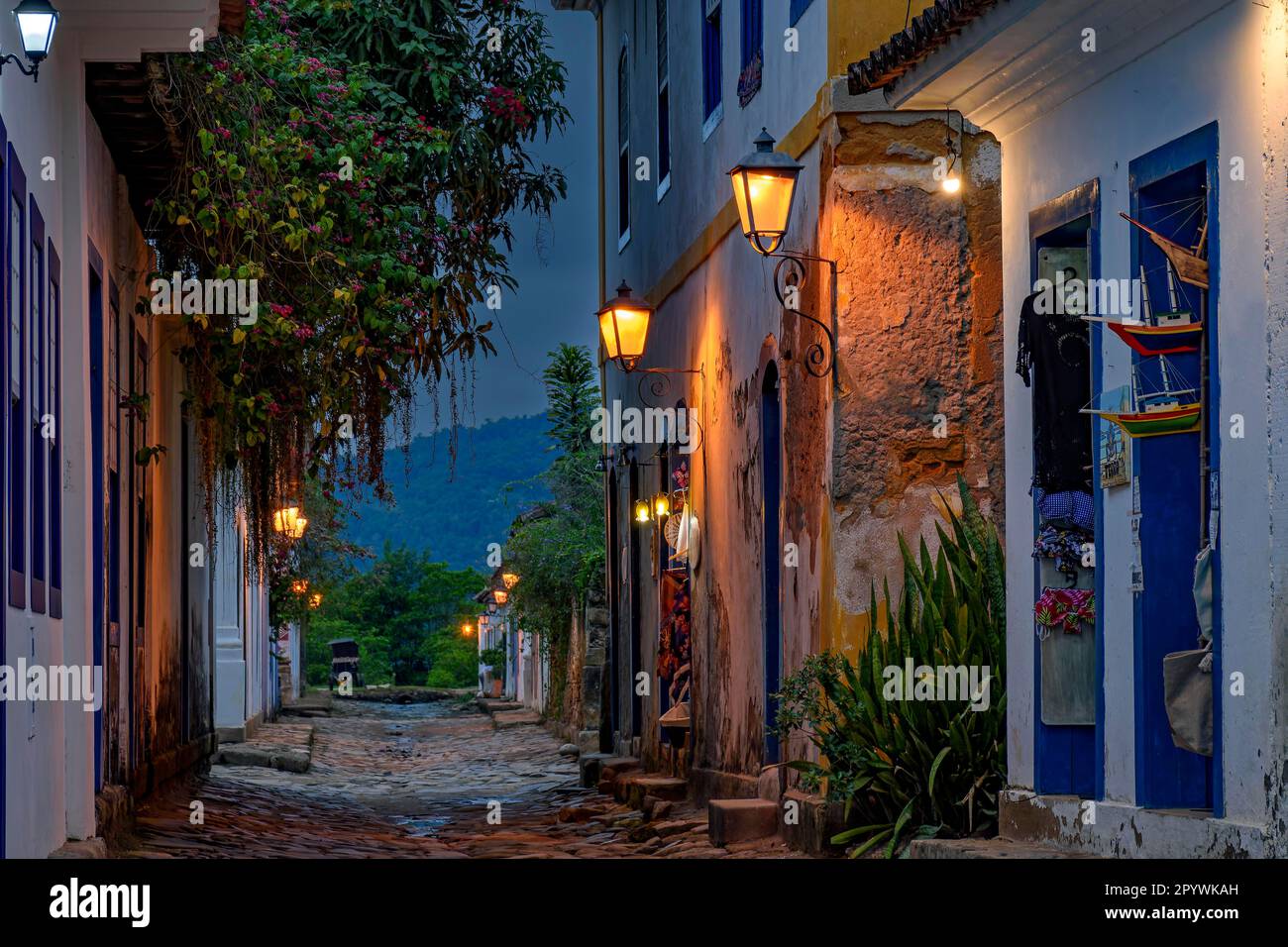 Bucolic street in the city of Paraty in the state of Rio de Janeiro ...