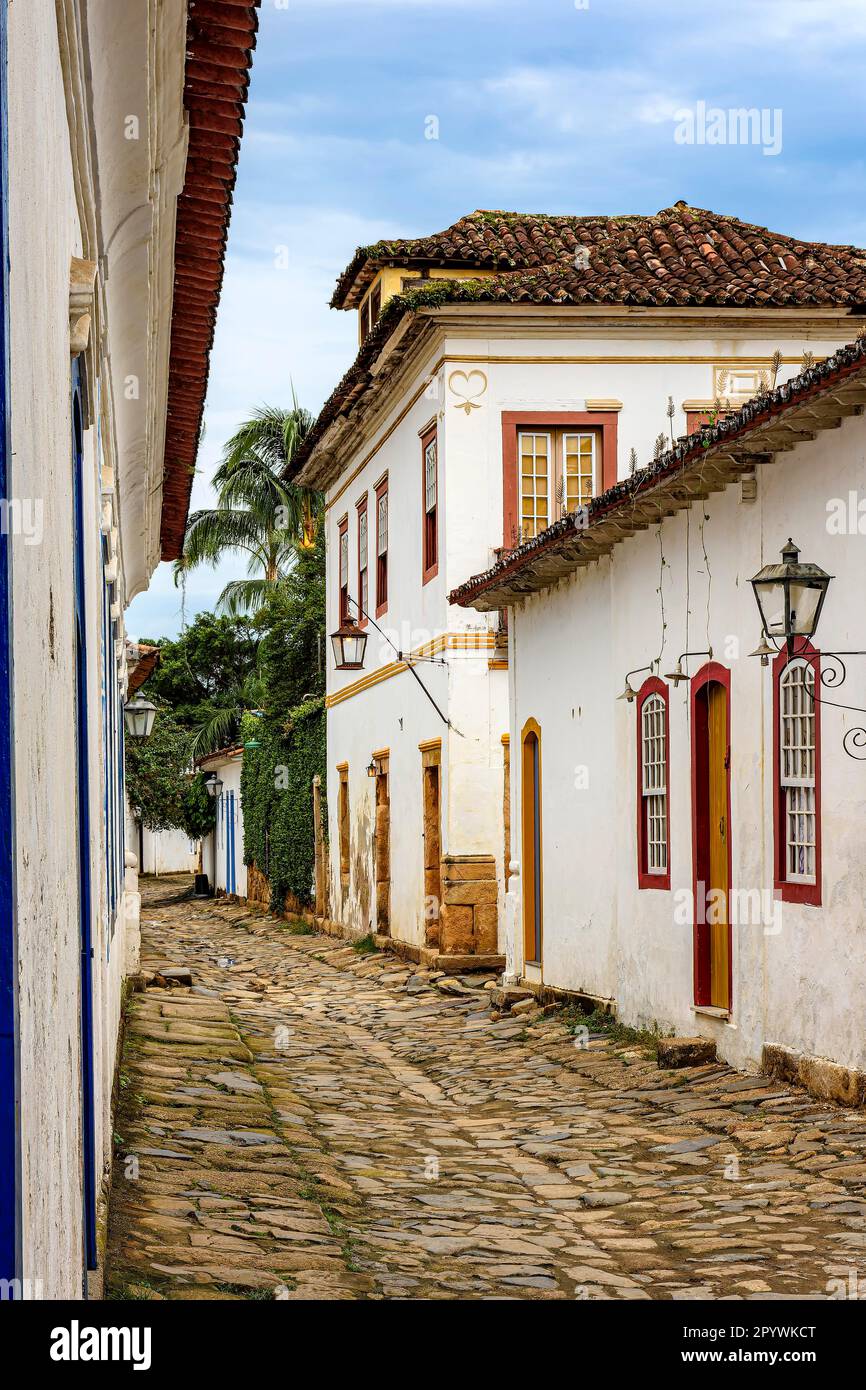 Streets, houses and cobblestones in the historic city of Paraty on the ...